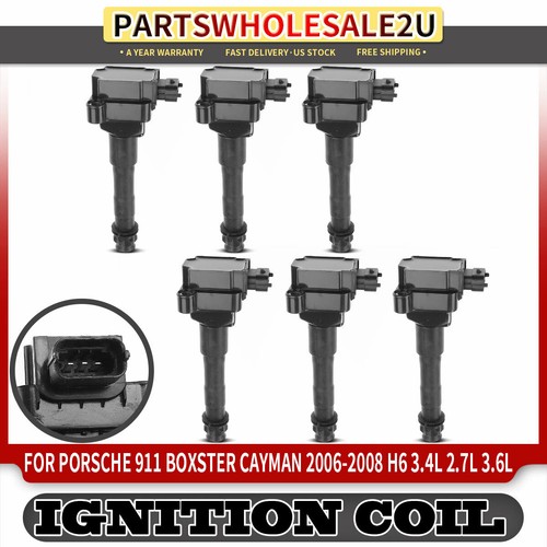 6Pcs Ignition Coils Pack w/ 3 Pins for Porsche 911 Boxster 97-08 Cayman ...