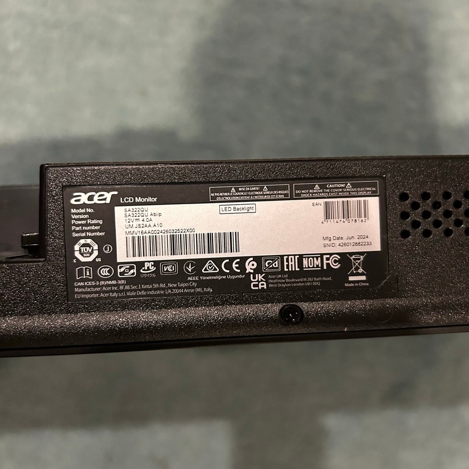 Acer 32" SA2 Series Ultra-Thin Monitor SA322QU Missing Manual ...