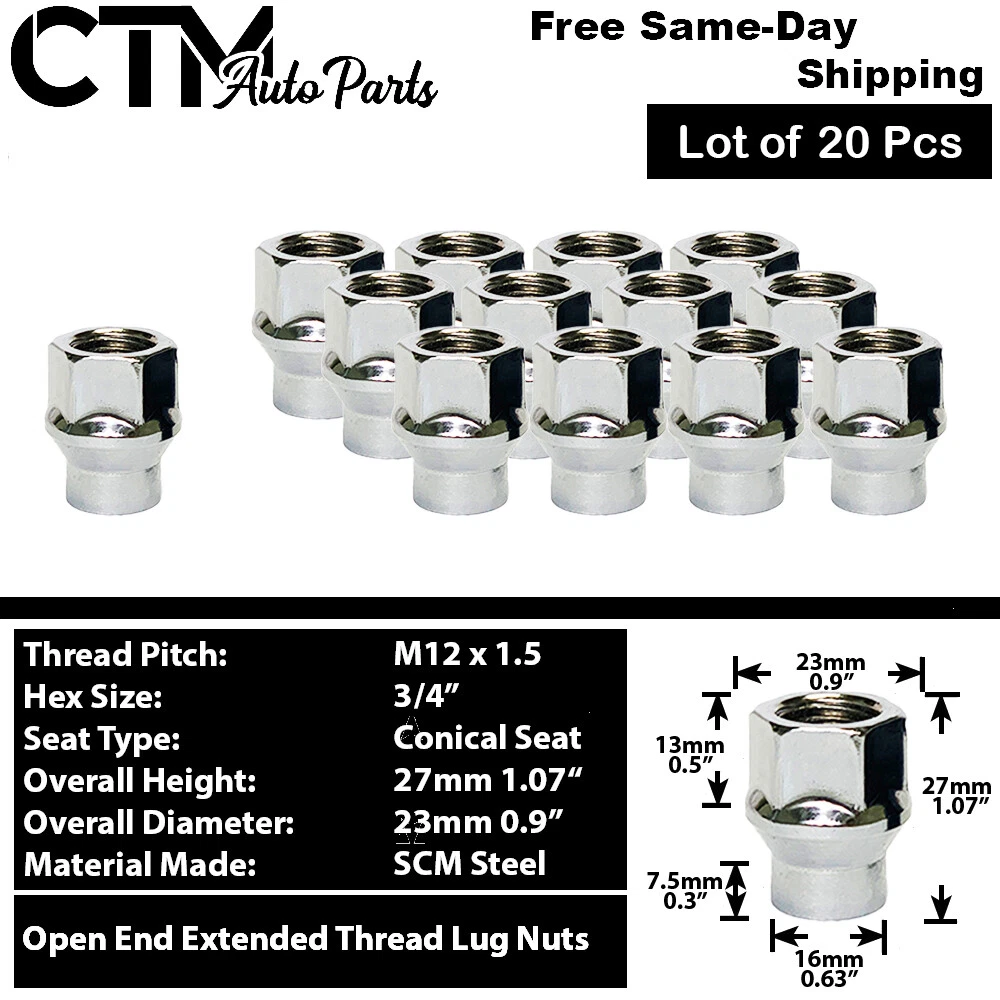 Lug Nut Thread Size Chart