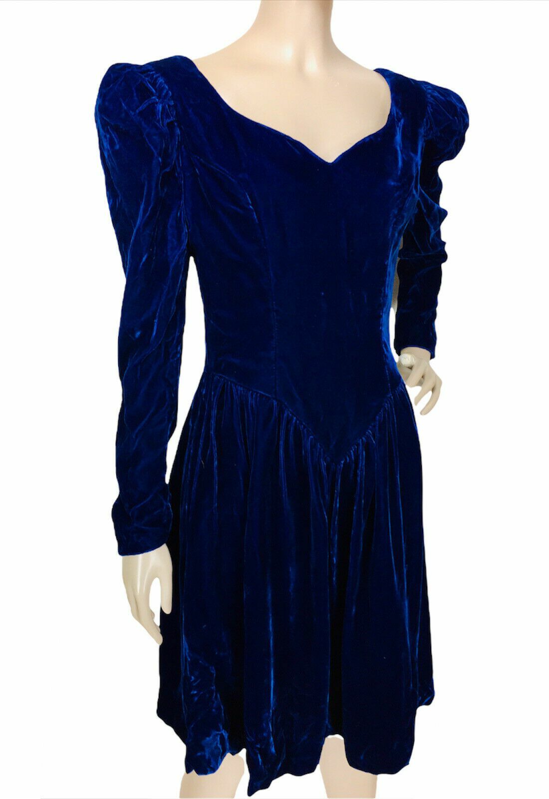 Vintage 1970's Jewel Tone Crushed Velvet Puff Sleeves… - Gem