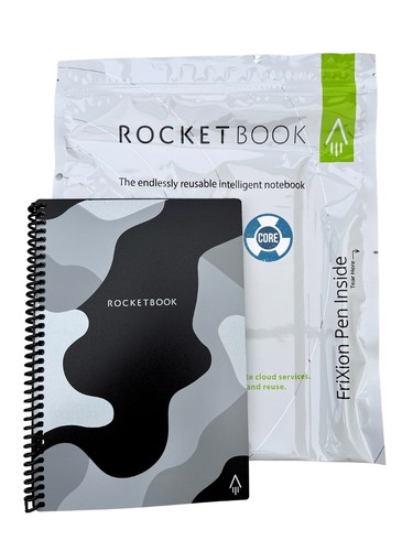 Rocketbook Core A5 / LINED / Black Camo Smart Reusable Notebook Notepad ...