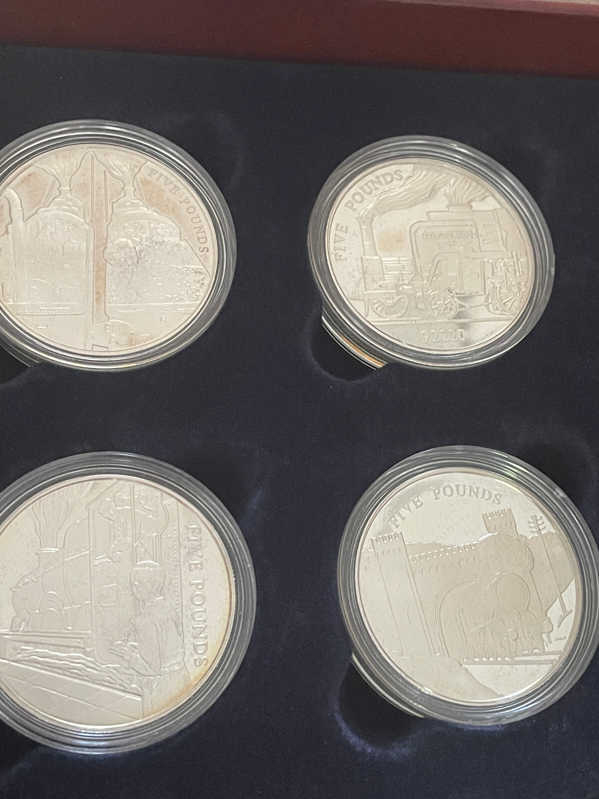 2006 ROYAL MINT GOLDEN AGE OF STEAM TRAINS £5 SILVER PROOF COINS FULL ...