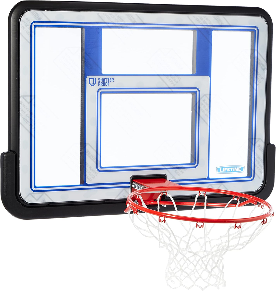 Lifetime 44" Backboard and Rim Basketball Combo Shatterproof Universal ...