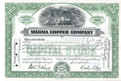 Magma Copper Company - Original Stock Certificate - 1959 - C88220 | eBay