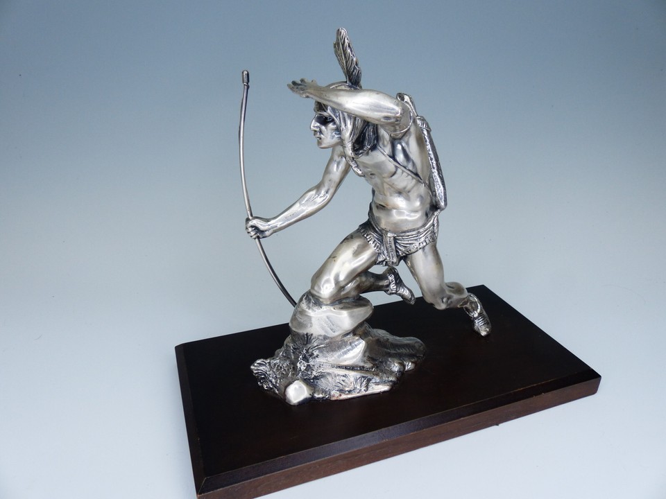 Antique Alfred Flauder Indian Brave Scout Silverplate Weidlich Bros ...