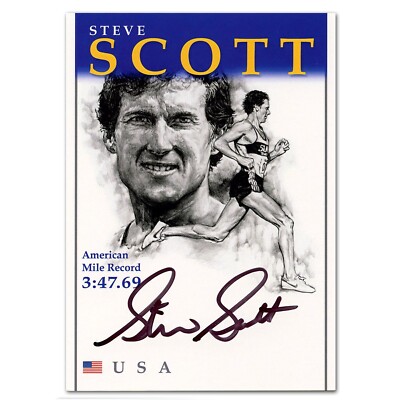 Steve Scott Autographed Card - US Mile Record - Running Past Signature ...