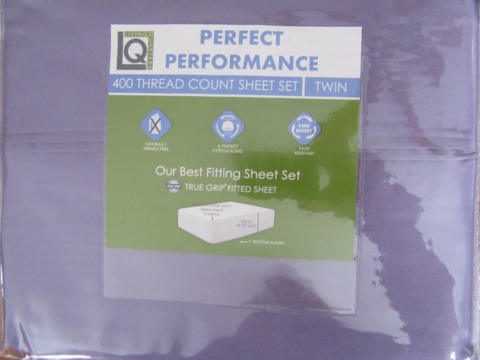 Living Quarters Twin Lavender Perfect Performance True Grip Sheet Set ...