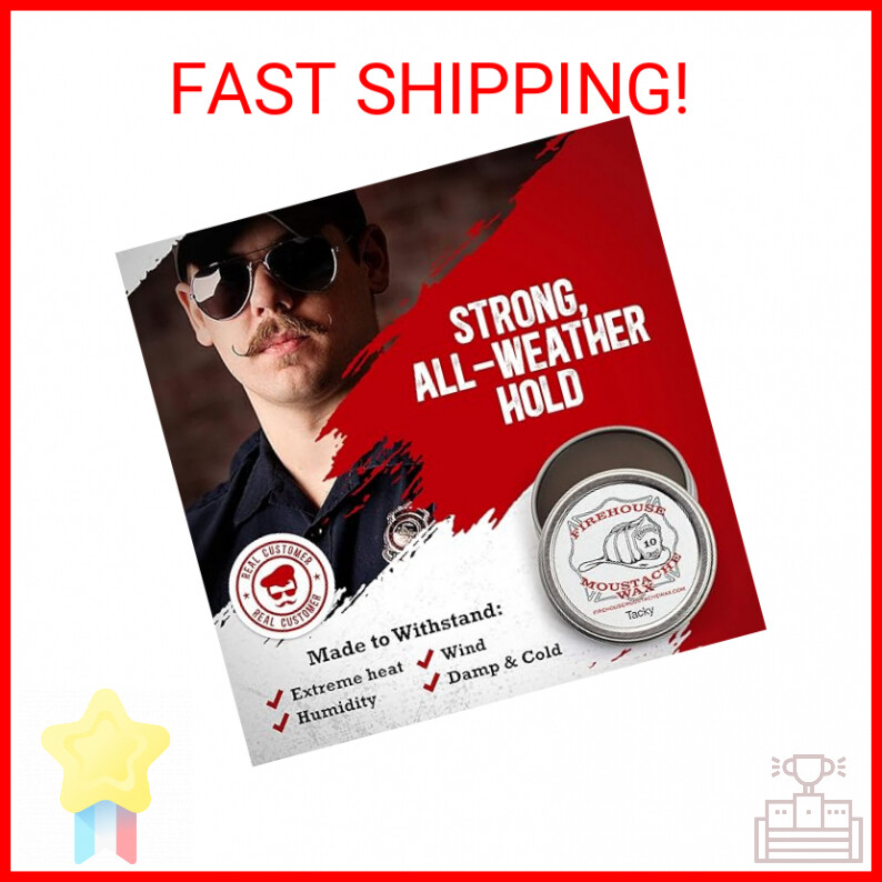 Firehouse Moustache Wax Wacky Tacky - Strong Heavy-Duty Mustache ...