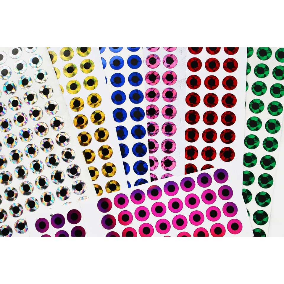 550 pcs 7 Colors 2D Fish Eyes 10mm Sticky Fishing Lure Baits Fly Tying ...