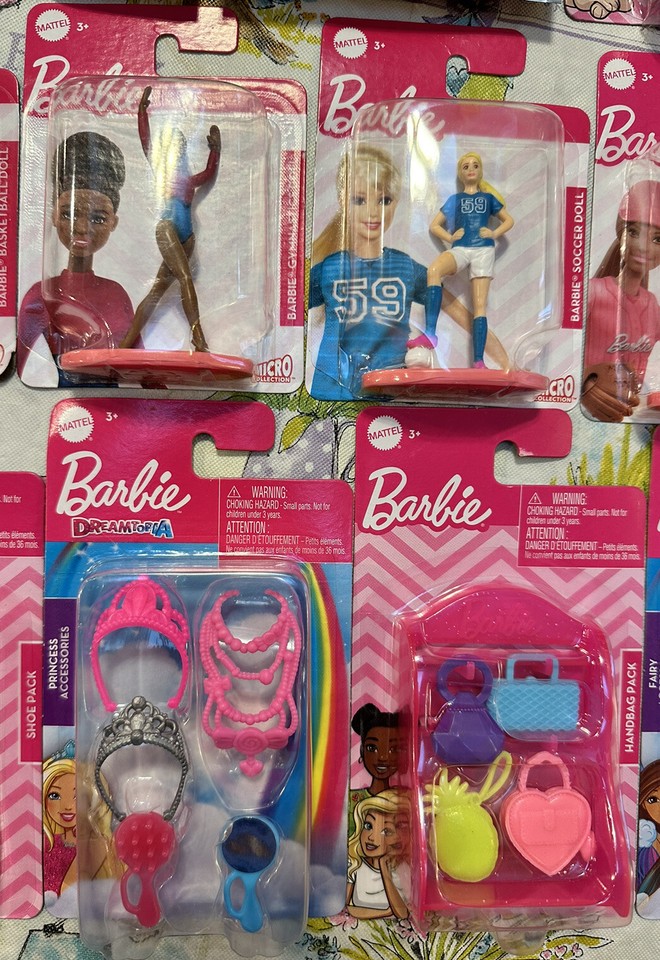 Huge Lot of 14 Mattel Barbie Micro Doll Toy Sports, Fairy & Princess ...