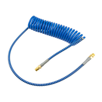 20' BLUE COIL COILED AIR LINE HOSE - TRAILER BRAKE - 1/2" Fittings | eBay