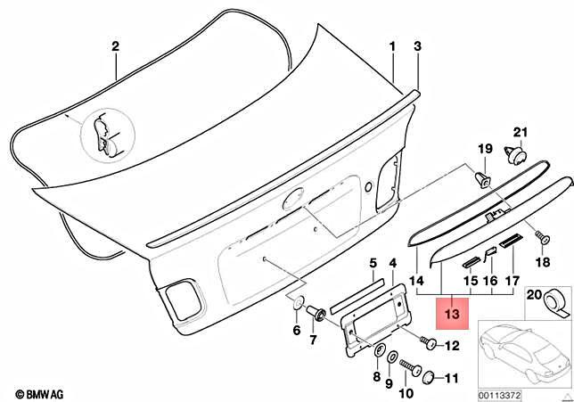 Genuine BMW E46 Coupe Trunk Lid Grip With Key Button OEM 51138244714 | eBay