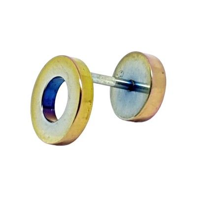 Ear Tunnel Ring 14g (1.6mm) Cheater Piercing Stud Rainbow 316L Body ...