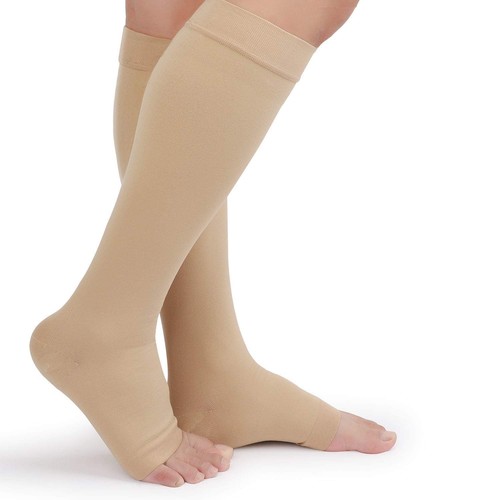 ® 30-40mmHg Graduated Compression Socks for Men & Women, Open Toe Knee ...