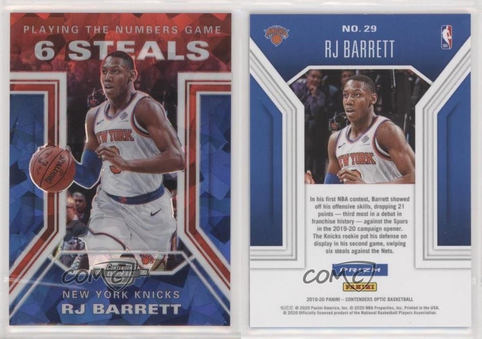 2019 Panini Contenders Optic Red Cracked Ice Prizm RJ Barrett #29 ...
