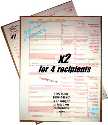 2025 IRS Tax Form 1099-MISC for 4 recipients + (1) 1096, NON-Carbonless ...