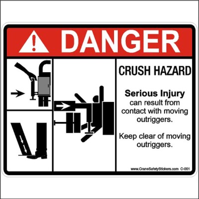 Crane Safety Sticker Multiple Crush Hazard Moving Outriggers | eBay