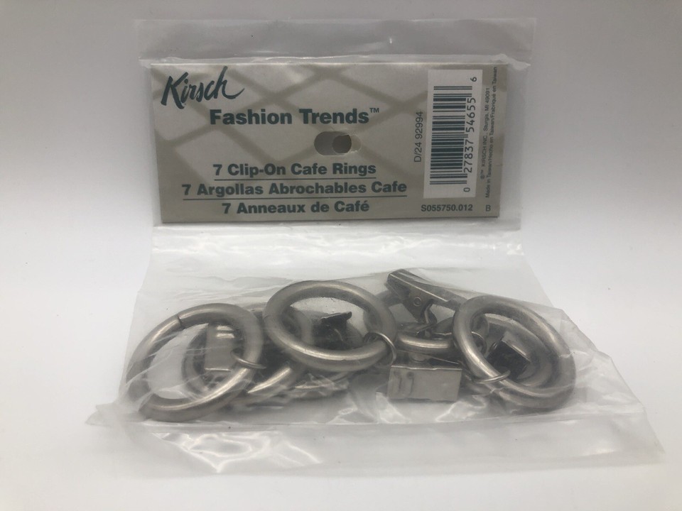 Kirsch Fashion Trends 7 Clip On Cafe Rings Original Curtain Ring Clip Silver | eBay