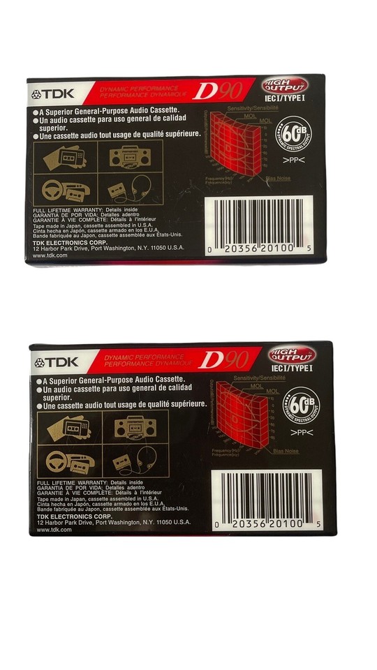 TDK D90 Standard Audio Cassette Blank Recordable Set of 2 New ...