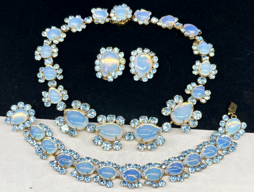 Miriam Haskell Signed Set Rare Vogue 1957 Queen Blue Collection 3pc ...