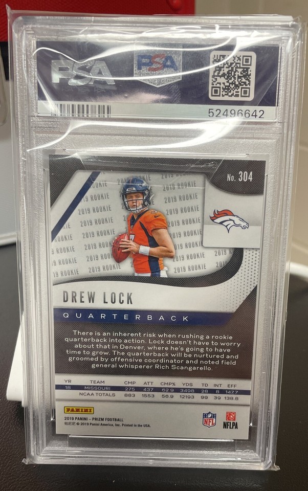 DREW LOCK 2019 Panini Prizm ROOKIE RC #304 PSA 9 | eBay
