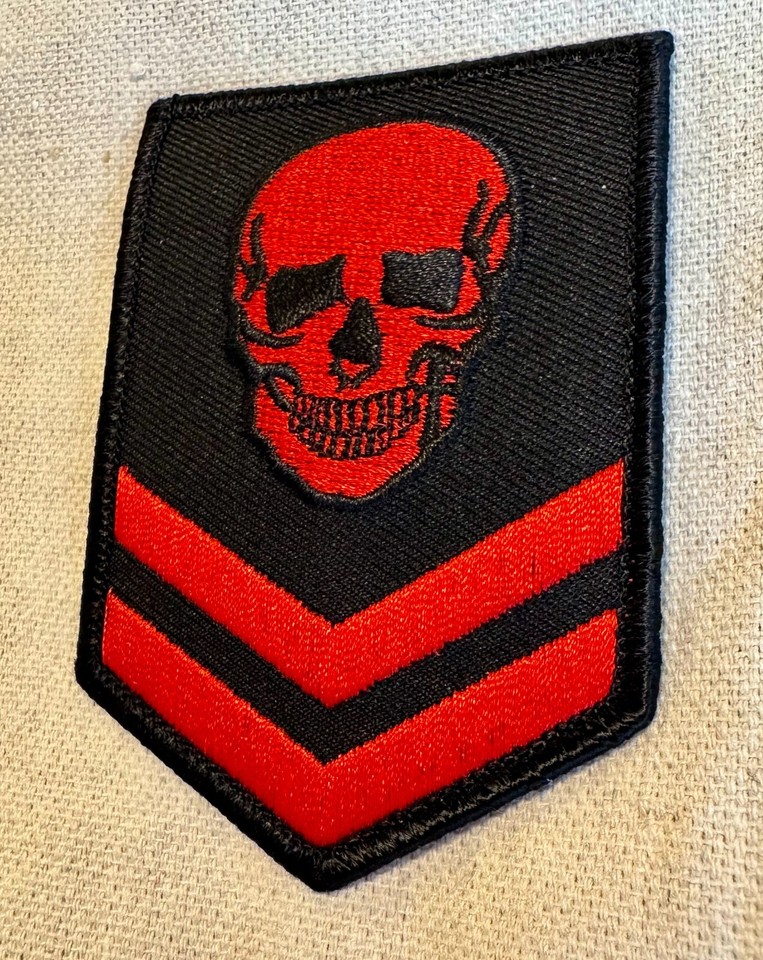 LOT 2 RED SKULL PATCH MILITARY SKELETON MORALE DEATH RANK embroidered ...