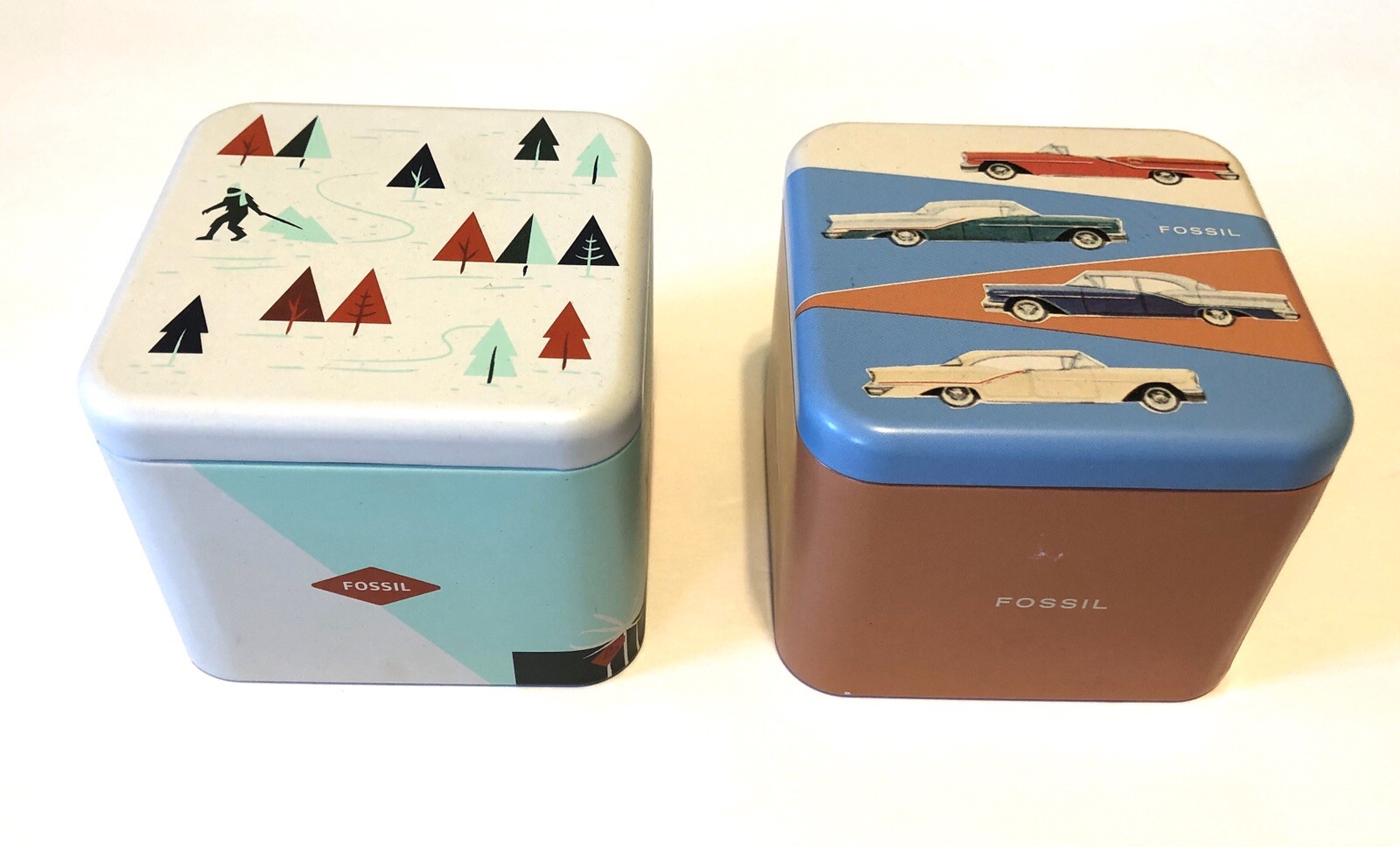 Lot Of 2 Fossil Watch Metal Boxes | eBay