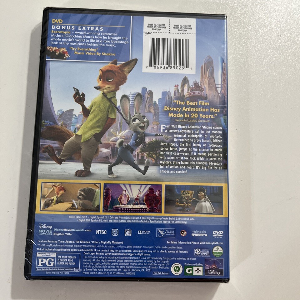 Zootopia (DVD, 2016) Disney Movie Film! Brand NEW Factory Sealed ...