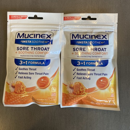 Mucinex Insta Soothe Sore Throat Medicated Drops. Honey & Echinacea ...