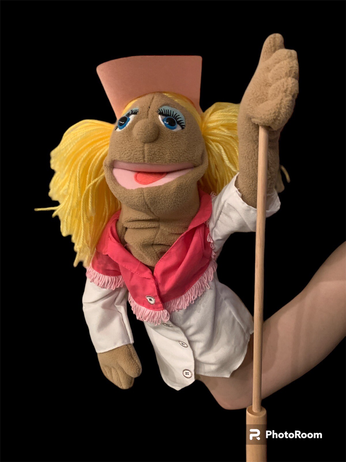 Melissa & Doug Cowgirl Hand Puppet Pink Cowboy Hat Yellow Yarn Hair ...