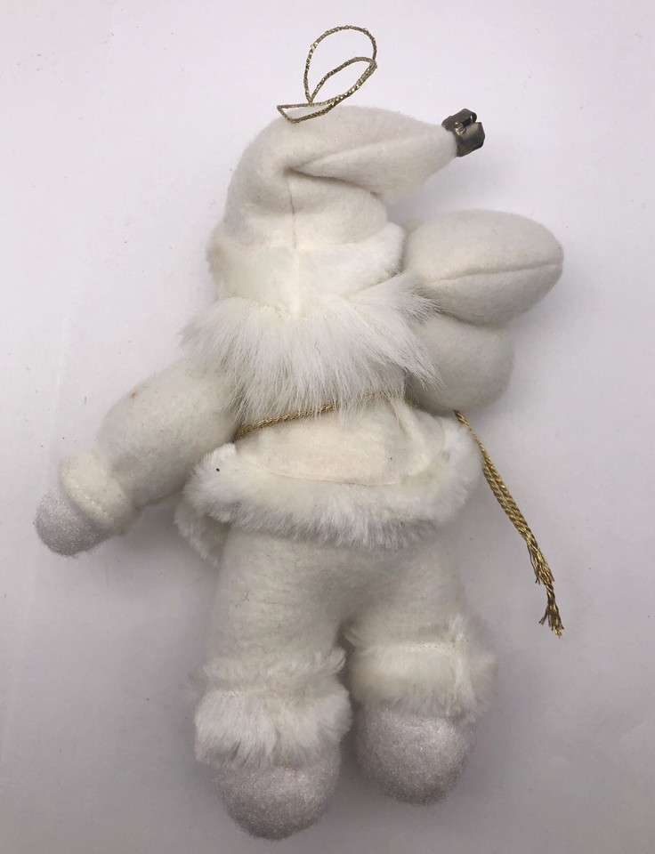 8” Santa Claus In White Plush Figure Christmas Ornament | eBay