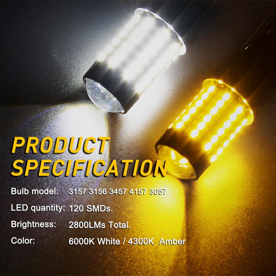 2X White and Amber Dual Color Switchback 3157 3056 3156 4057 4157 LED ...