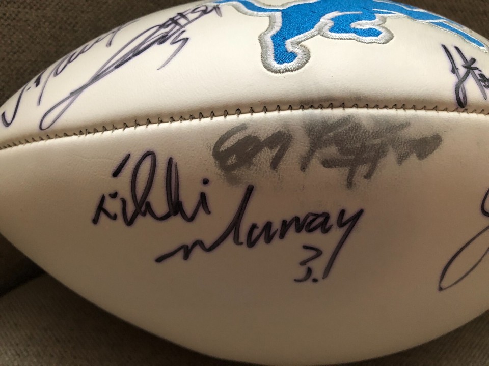 15 Signatures Detroit Lions Signatures Football Blue White Silver ...
