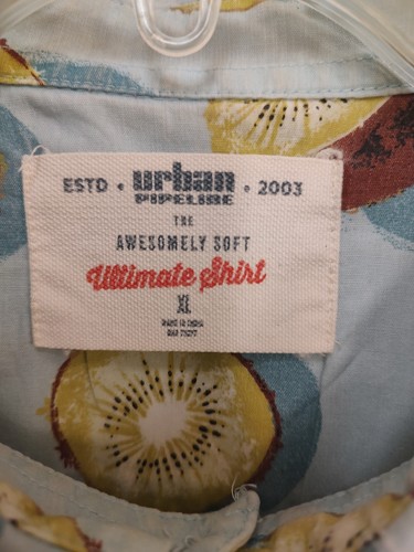 Urban Pipeline Kiwi Button-Up Short Sleeves Cotton Blue Green Shirt XL ...