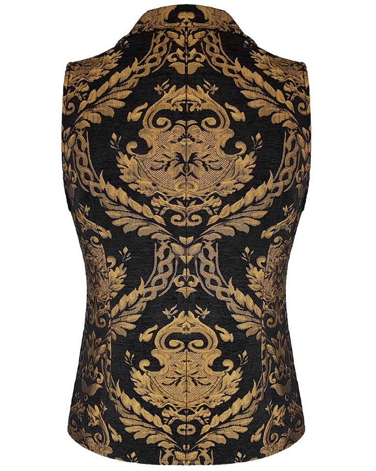 Devil Fashion Mens Vest Waistcoat Black Gold Damask Gothic Steampunk ...