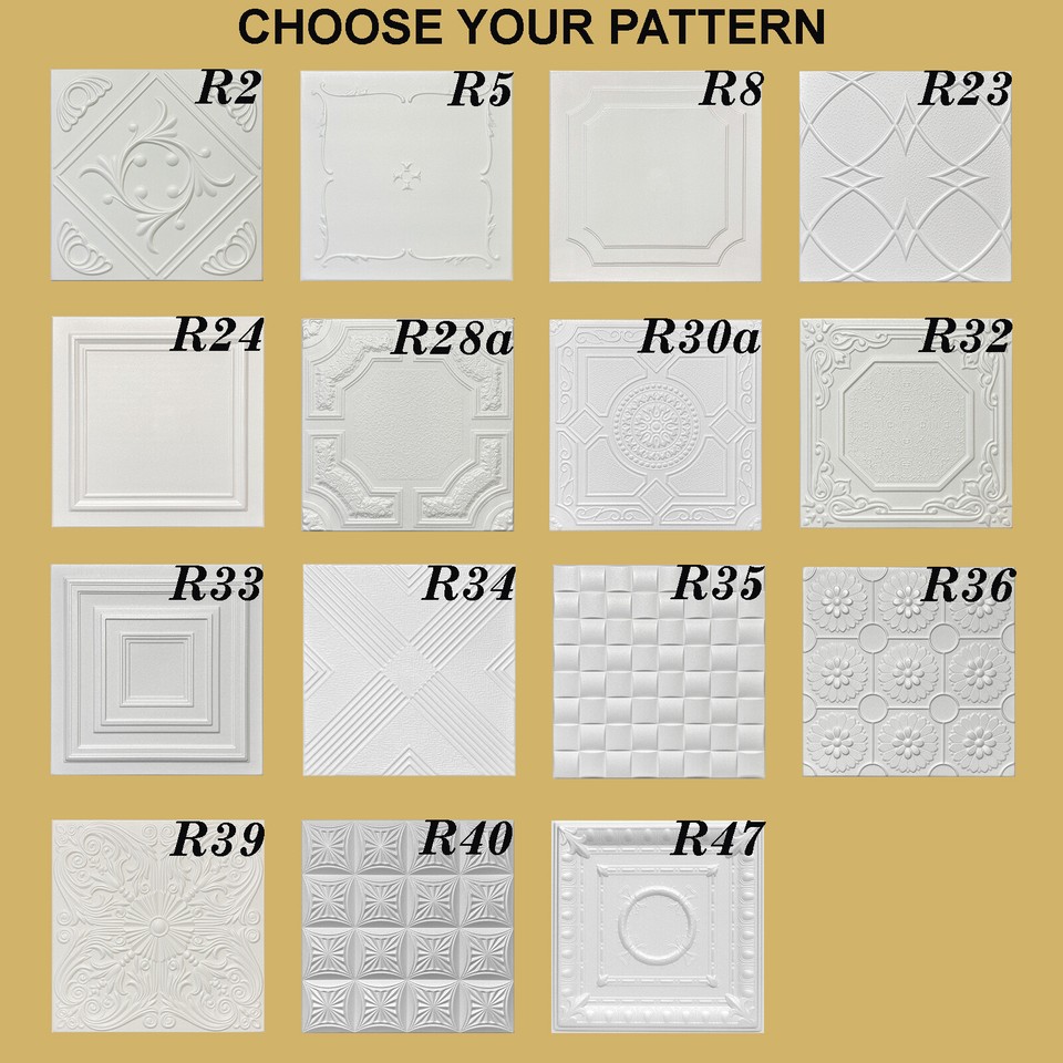 ANTIQUE PAINTED STYROFOAM TIN LOOK CEILING TILES 20x20 DIFFERENT COLORS ...