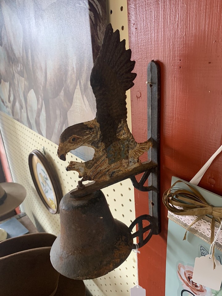 Vintage Wall Mount Cast Iron Bell With Eagle And American Flag | eBay