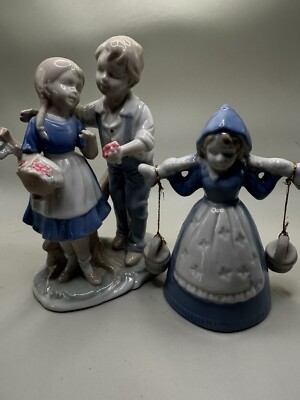 Vintage Porcelain Dutch Girl Milk Maid Bell And Boy&Girl Figurine | eBay