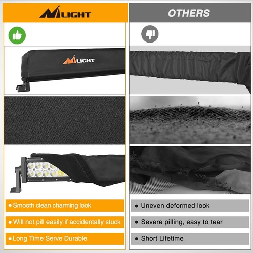 Nilight LED Light Bar Cover 22/32/42/52 Inches Black Nylon Protective ...
