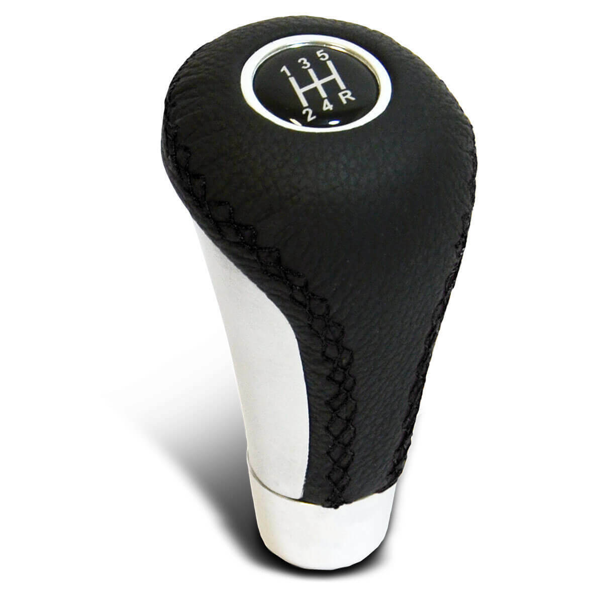 SAAS LEATHER GEAR KNOB BLACK ALUMINIUM INSERT WITH 8 SHIFT PATTERNS ...
