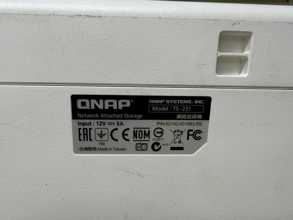 QNAP TS-231 Bay Network Attached Storage NAS Enclosure (No PSU OR HDD ...