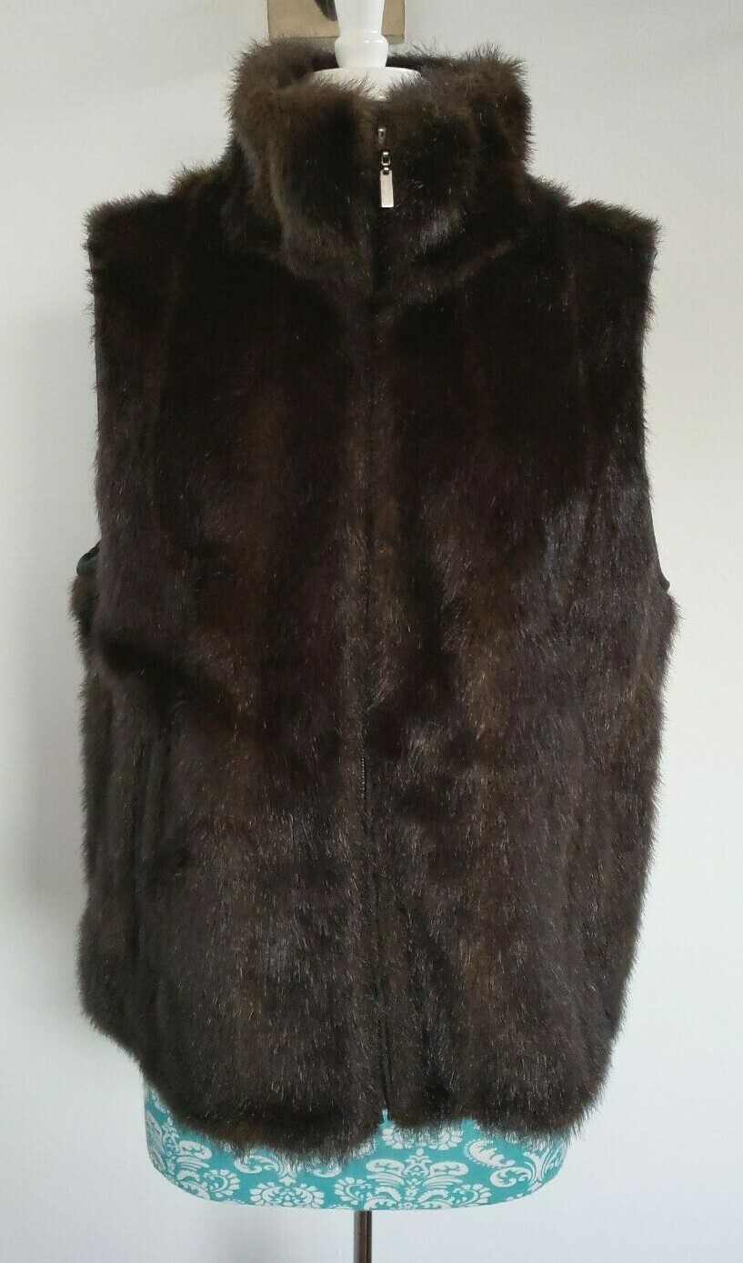 Giacca Galleria Faux Fur Reversible Vest Jacket Women's Size L | eBay