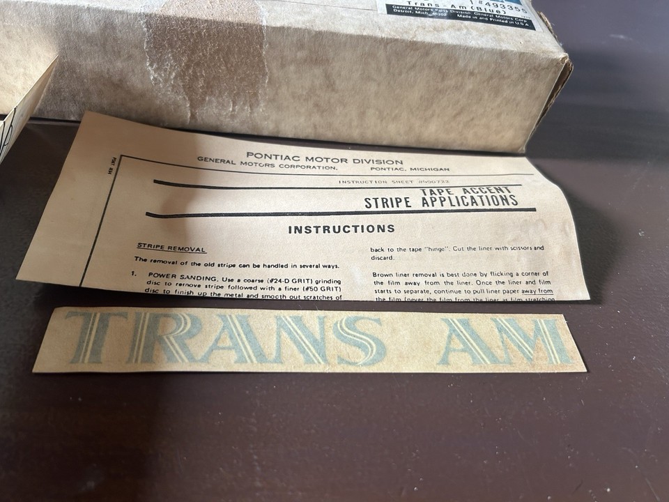 1969- 1972 PAIR TRANS AM NOS FENDER DECAL 493355 RAM AIR IV 455 HO | eBay