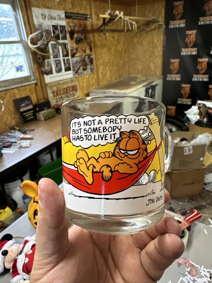 Garfield Vintage Glass Cup Tea Coffee Mug | eBay