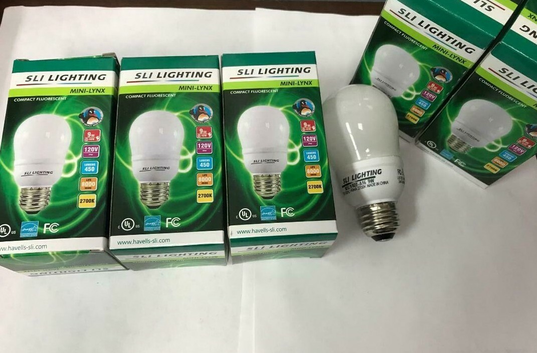 Havells/ SLi Lighting , 9 Watt Mini Lynx 120 Volt Compact Fluorescent ...