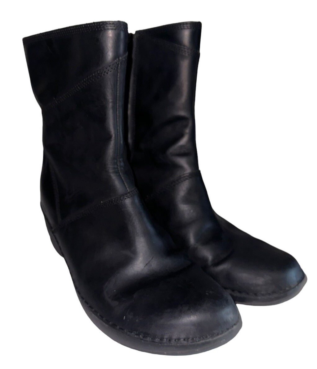 Merrell Emma Mid Calf Black Leather Boots Sz 9.5 Water Resistant Zip | eBay