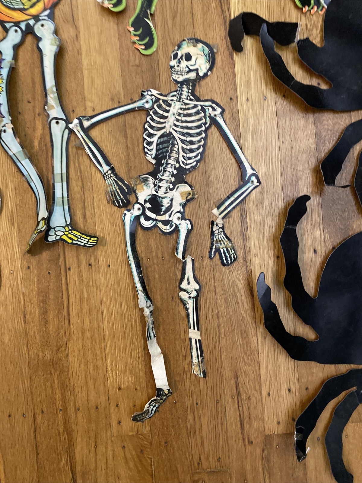 12 Vintage Paper Halloween Decorations Beistle Diecut Witch Skeleton ...