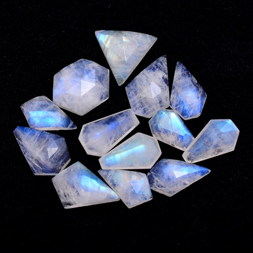 Natural Blue Fire Moonstone AAA+ Quality Mix Shape Rose Cut Gemstones ...