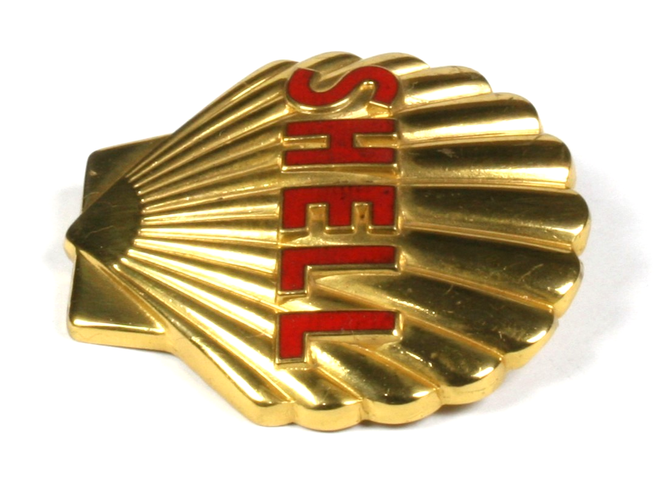 1940s VINTAGE SHELL OIL CO. EMPLOYEE HAT BADGE GAS STATION ATTENDANT ...