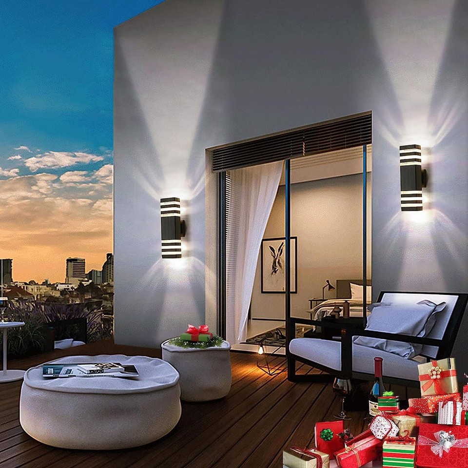 Modern LED Up Down Wall Light Sconce Dual Head Lamp Fixtures Outdoor ...